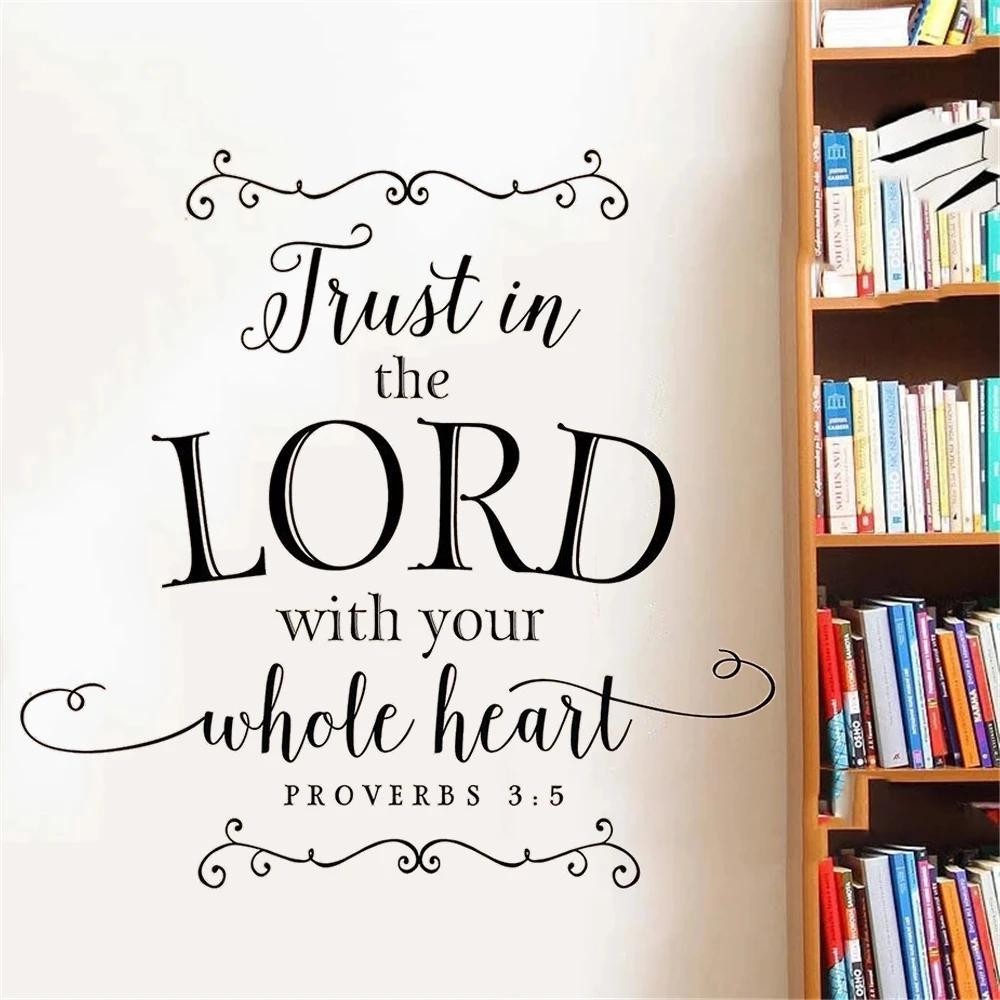 Trust In The Lord With Your Whole Heart Vinyl Wall Decals Scripture Quote Christian Bible Verse ...