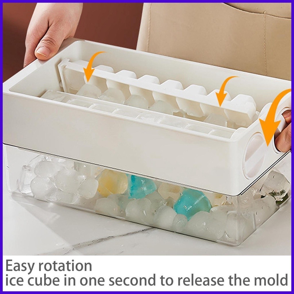 Ice Cube Tray with Lid and Bin Rotating Ice Cube Molds & Trays Ice ...