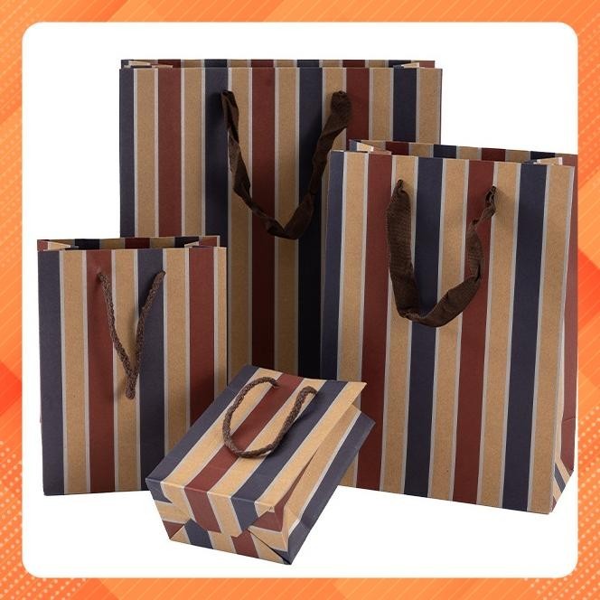 260gsm Kraft Hard Paper Bag High Quality Gift Bag with retro horizontal ...