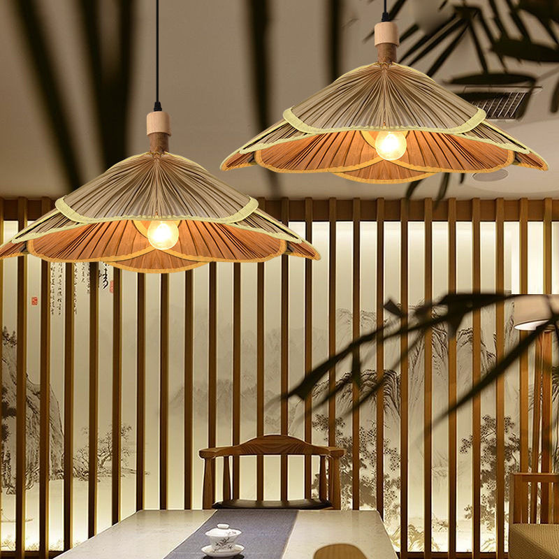 Natural Hand-woven Pendant Light Rattan Chandelier Hanging Light ...