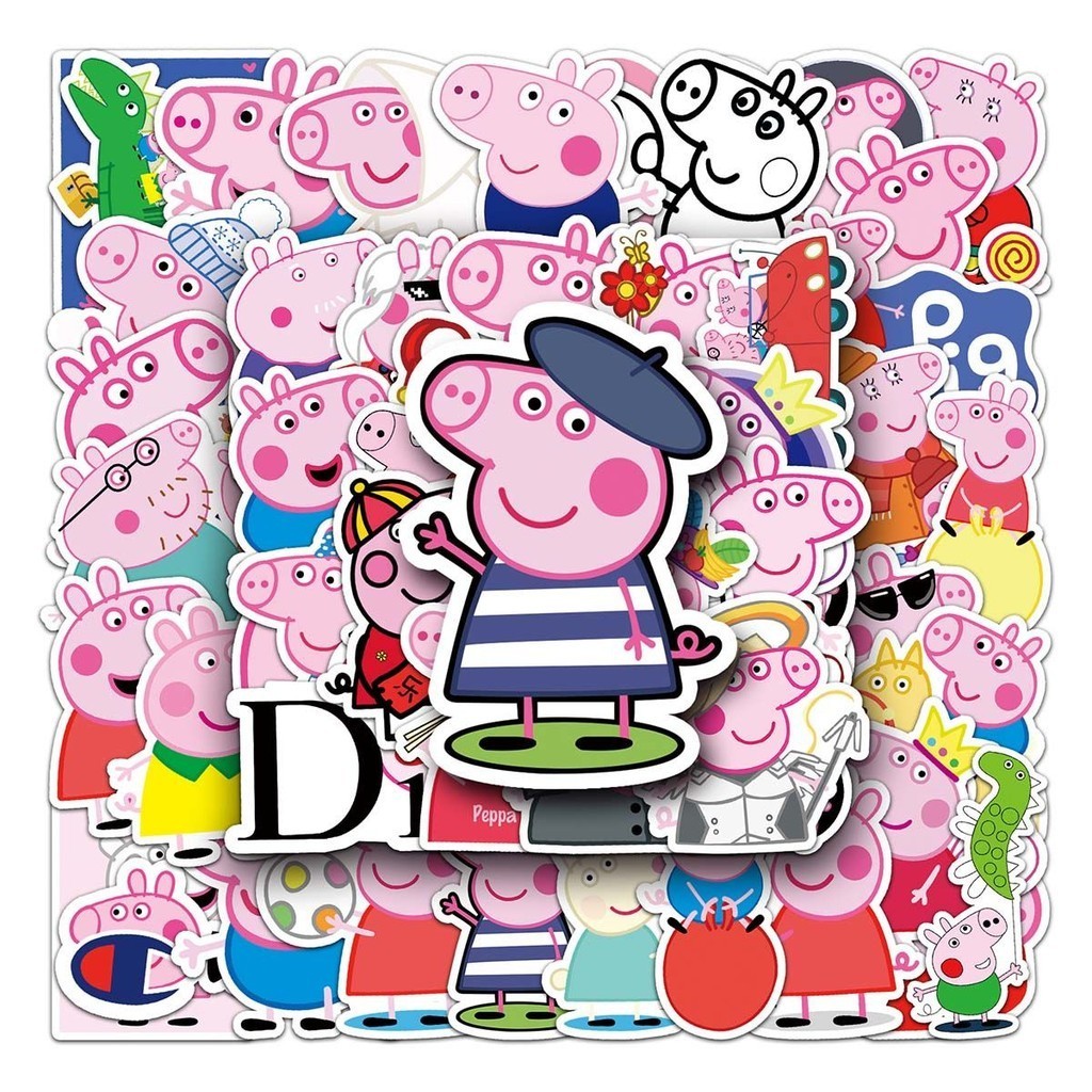 52 Sheets Piglet Peppa Cartoon Animation Adhesive Waterproof Luggage ...