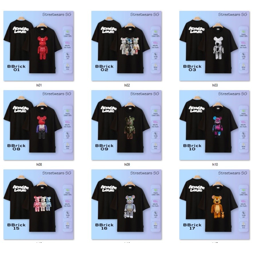 2024[basic] ADLV BearBrick T-shirt Hot Model 1-25, 100% Cotton 2c ...
