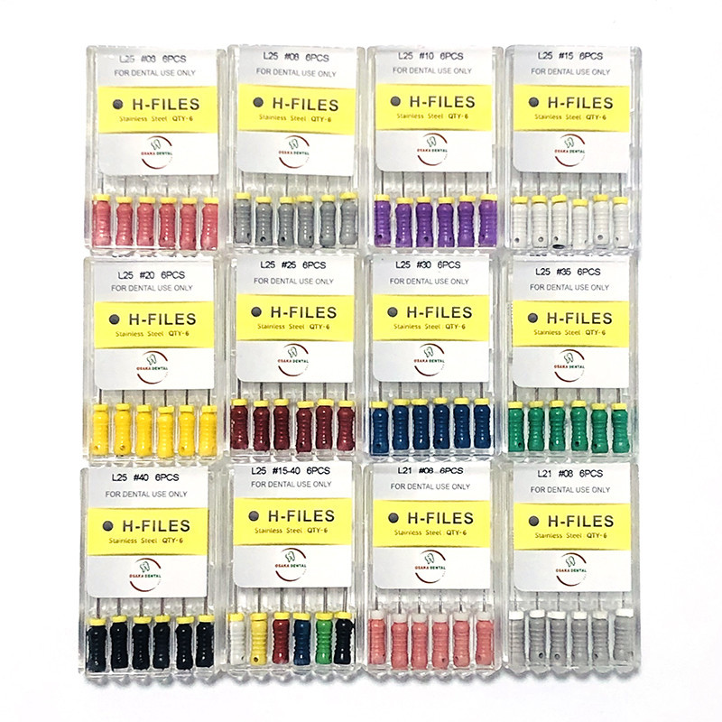 6Pcs/Box Endodontic File-Hedstrom Dental H-File 21/25mm #15-40 #45-80 ...