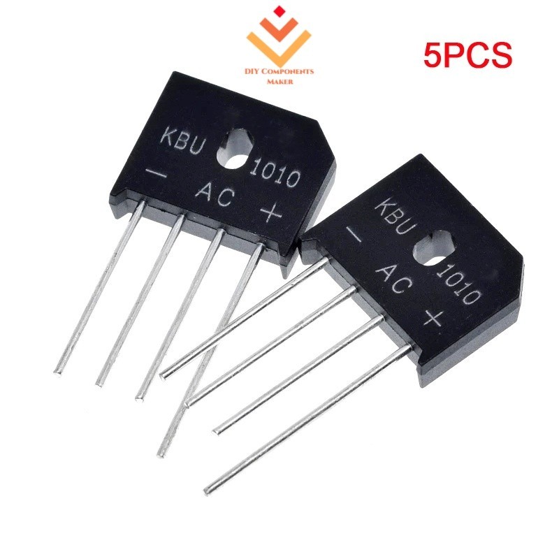 5PCS/LOT KBU1010 KBU-1010 10A 1000V Single Phases Flat Bridge Rectifier ...