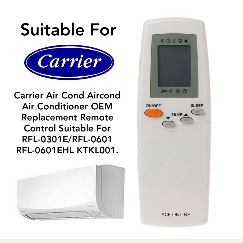 Carrier Air Cond Aircond Air Conditioner OEM Replacement Remote Control ...