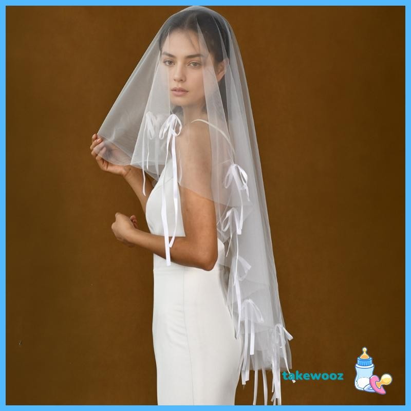 TAKE Elegant Wedding Ceremony Veil Single Layer Bowtie Bride Veil ...