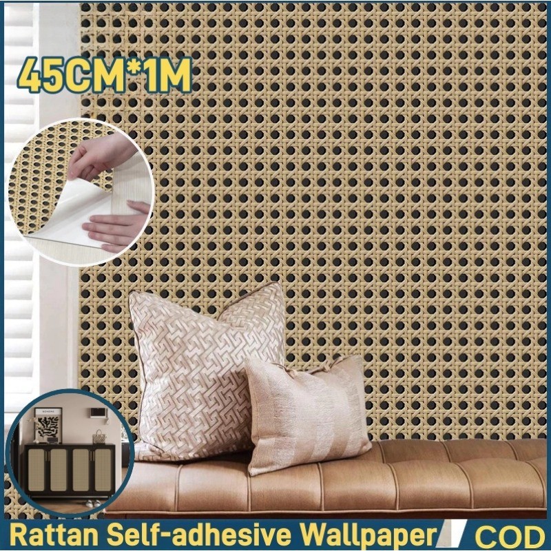 Rattan Style Self Adhesive Wall Stickers Furniture Renovation Wallpaper ...