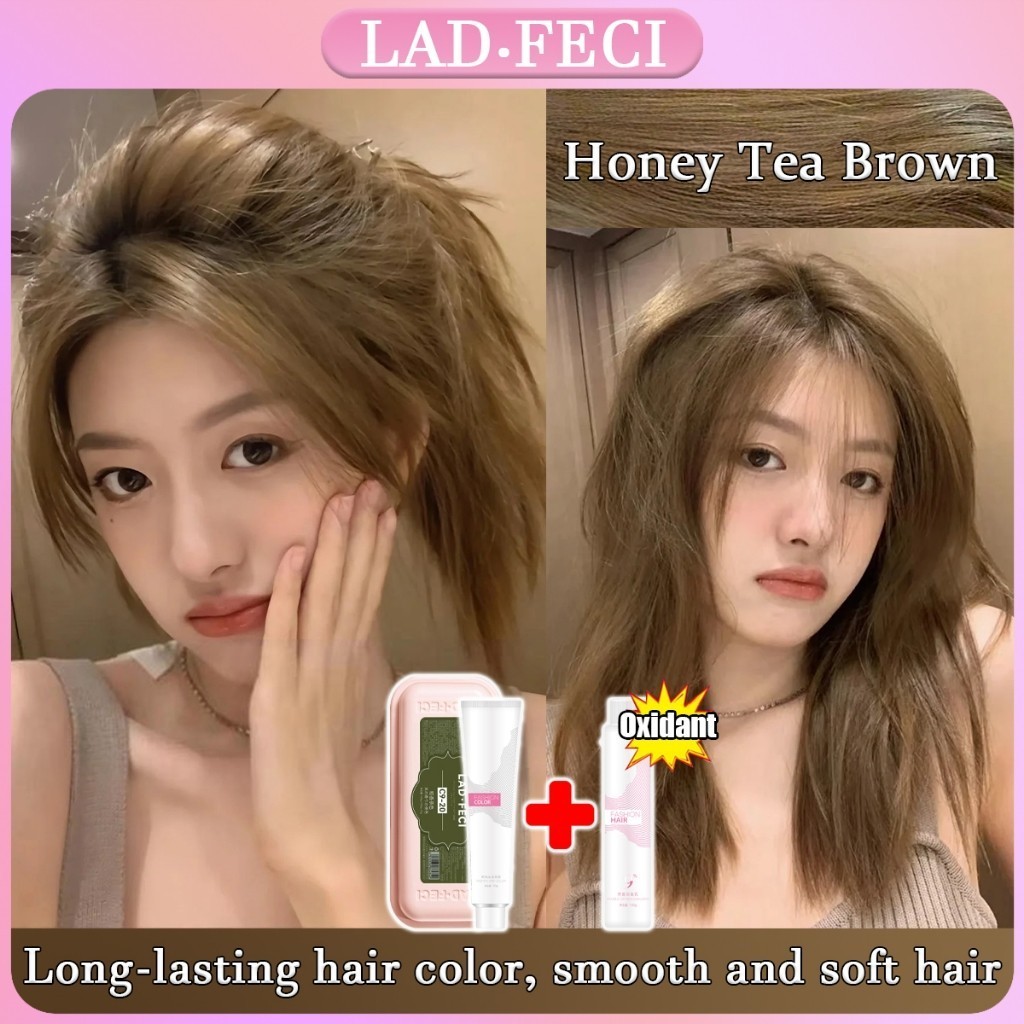 LAD Hair Color Permanent Honey Tea Brown(100ml Hair Dye+100ml Oxidizer ...
