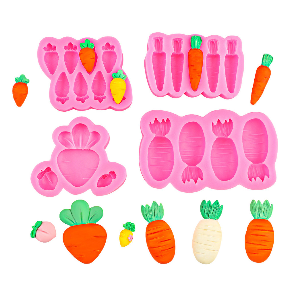 Cartoon Carrot Silicone Mold Fondant Radish Chocolate Mold Easter Cake ...