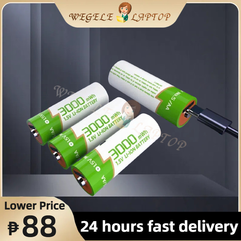 AA/AAA 3000 mwh Li-Ion USB 1.5V Type C rechargeable AA battery Self ...