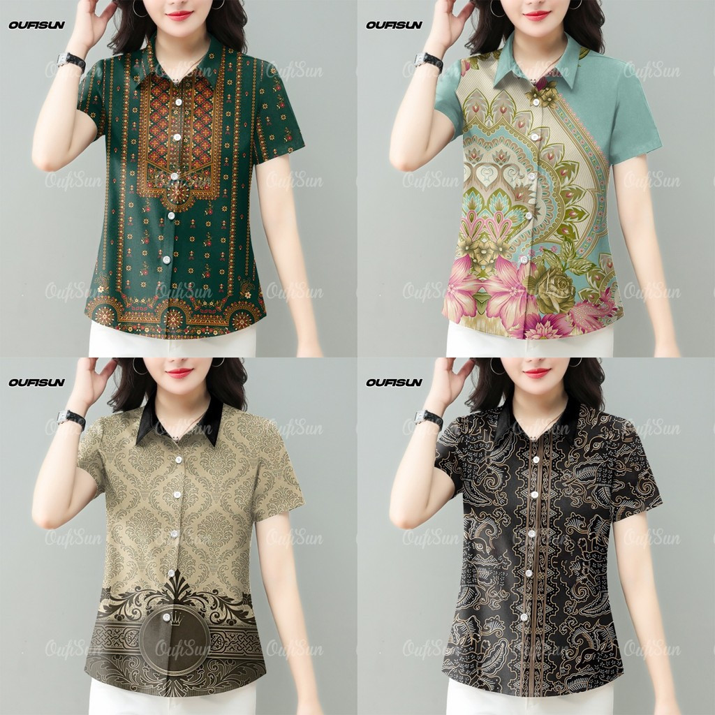 2025 Asean Attire Shirt For Women Retro Ethnic Style Large-Size Short ...