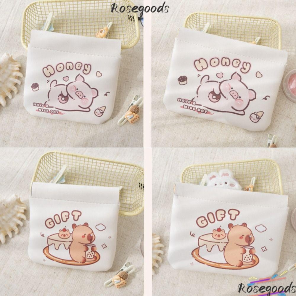 ROSE Mini Cosmetic Bag, Self-closing Soft Lipstick Bags, Capybara Pu ...