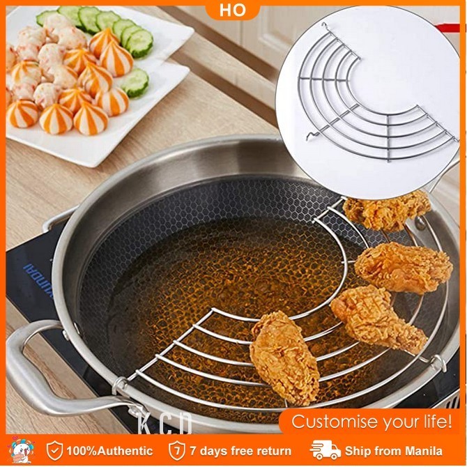 Stainless Steel Frying Oil Strainer Steam Rack Oil Drainer Mesh ...