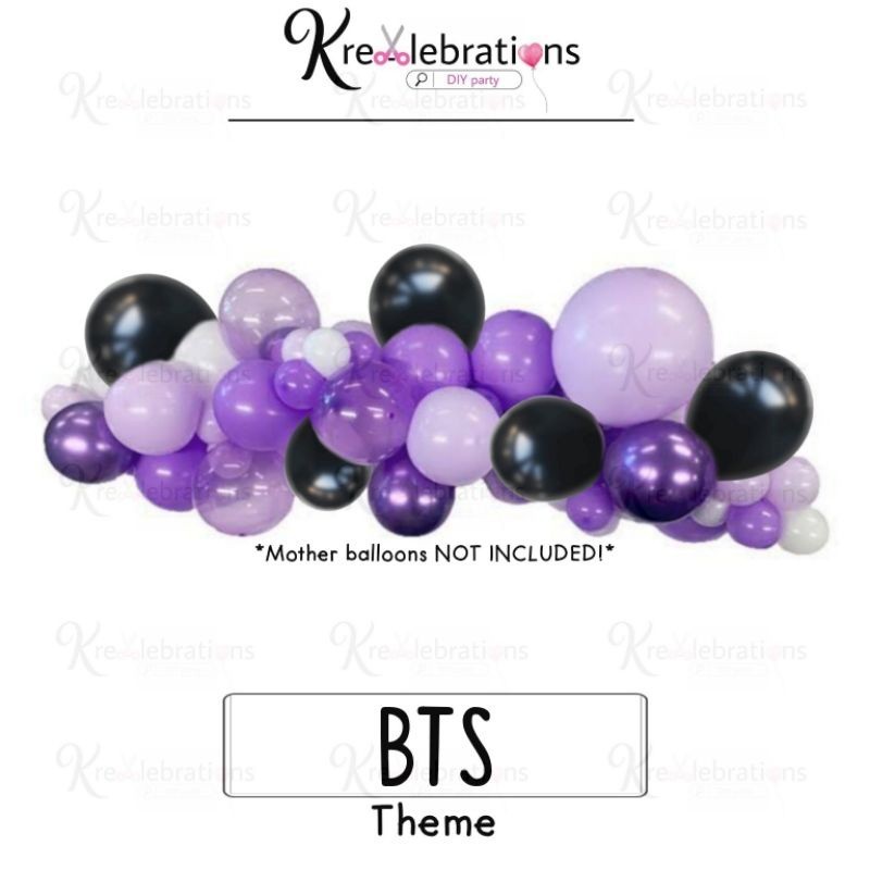 BTS KPop theme Balloon Arch Garland Birthday Party Decoration Set ...