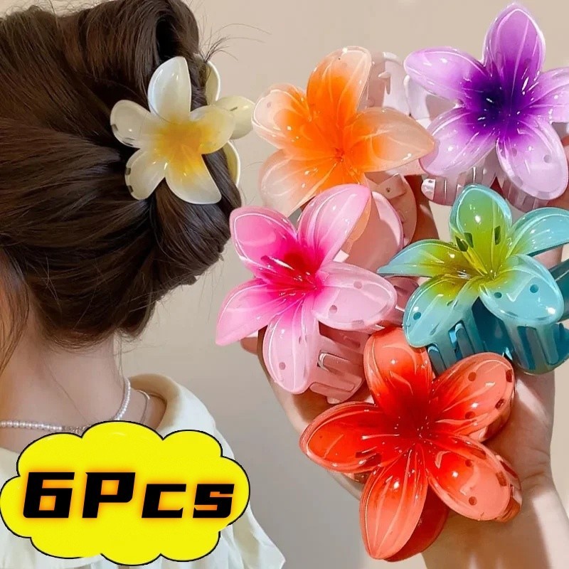 Sweet Gradient Plumeria Flower Clip Korean Small Hair Clip Hairpin for ...