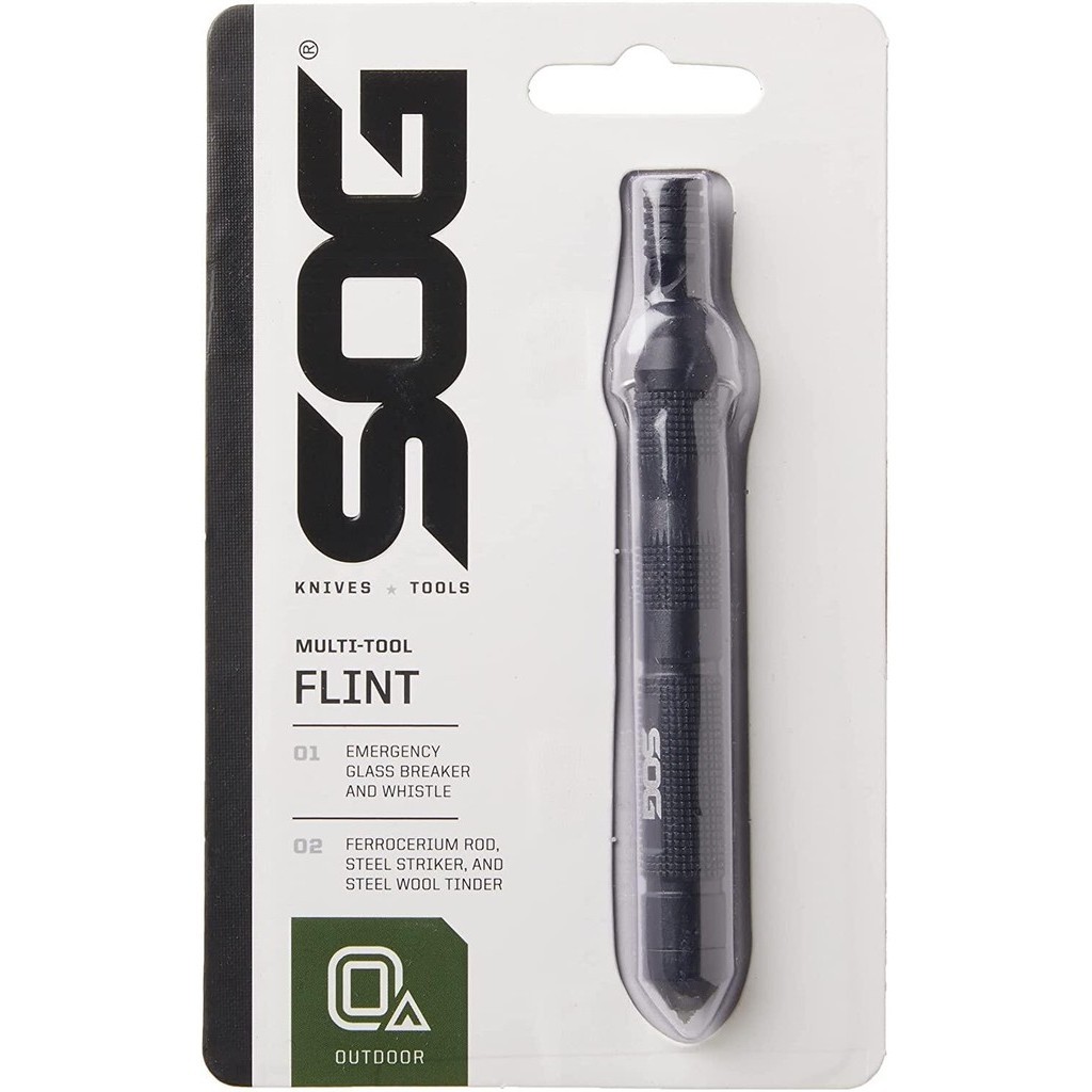 SOG FT1001 Flint Survival Tool Safety Whistle, Fire , Glass Breaker ...