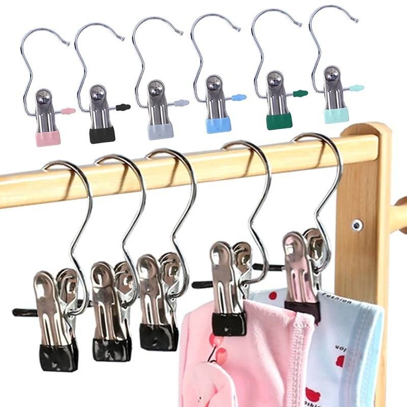 Laundry Hook Clips / Stainless Steel Anti-Slip Socks Hanger / Multi-use ...