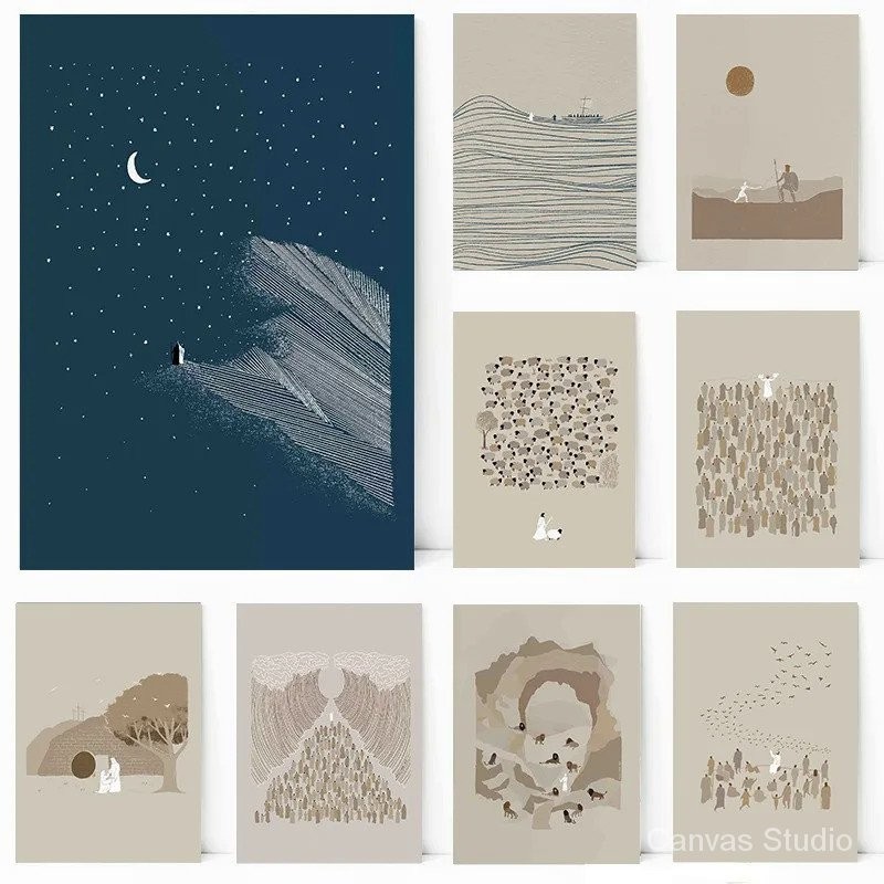 Modern Boho Jesus Christian Gift Bible Sketch Posters Printing ...