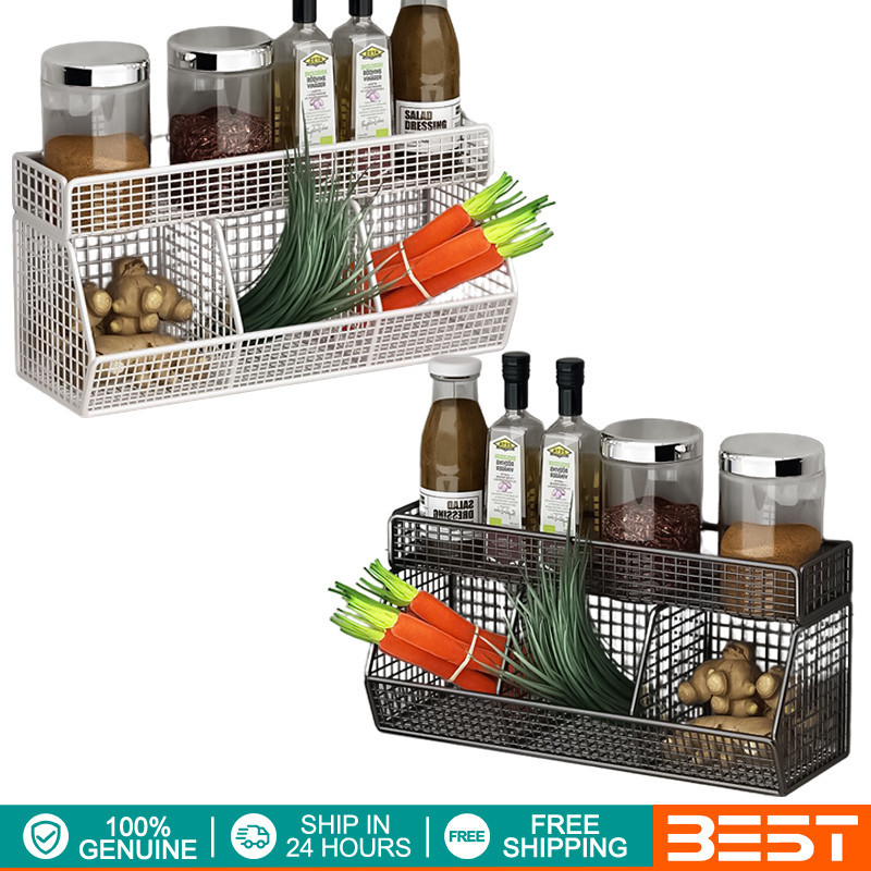 Kitchen Wall Mounted Organizer Rack Storage Hanging Shelf Condiment ...
