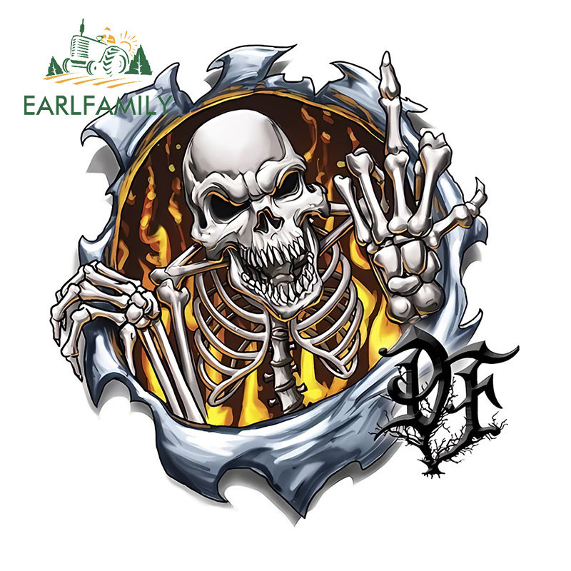 EARLFAMILY 13cm Skull Tear Car Sticker Fashionable Occlusion Scratch ...