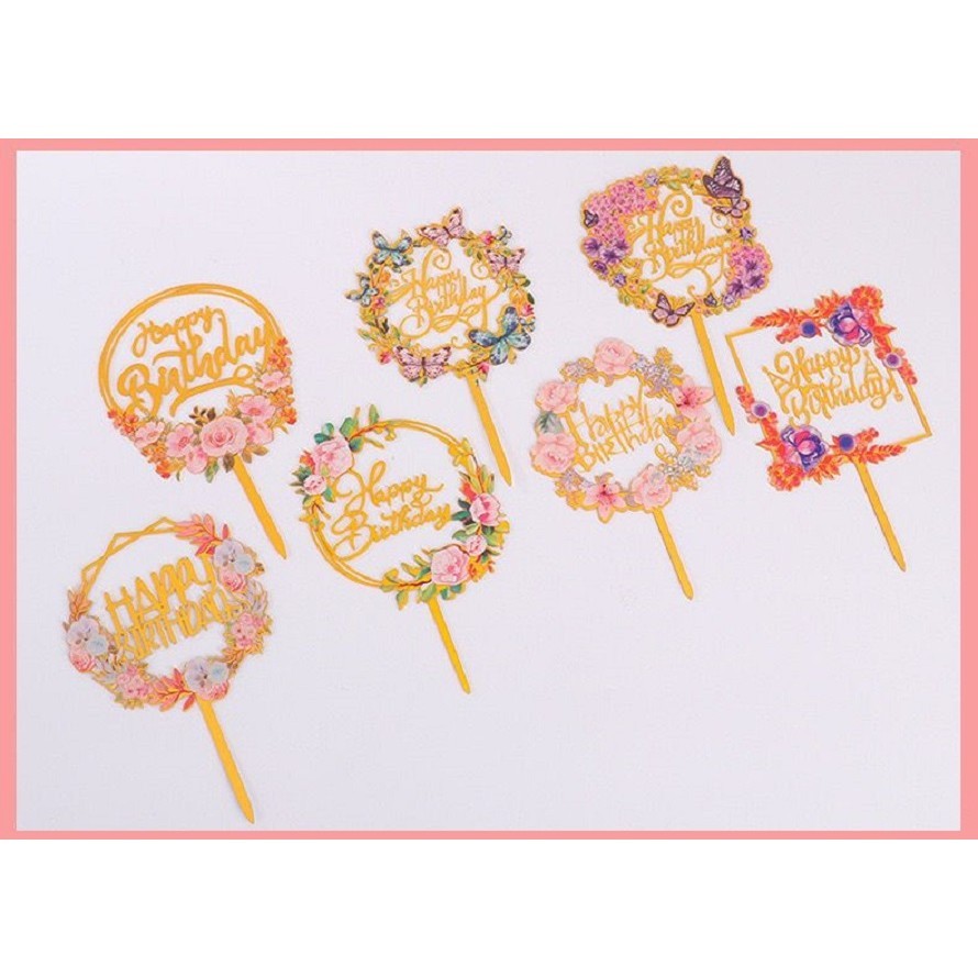 Acrylic TOPPER CAKE HBD / HAPPY BIRTHDAY ACRYLIC CAKE TOPPER / HAPPY ...