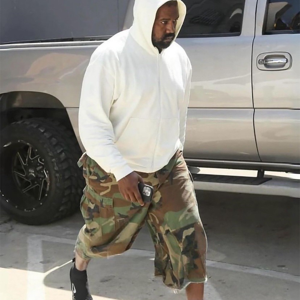 Kanye American Retro Style High Street Loose Camouflage Overalls Shorts ...