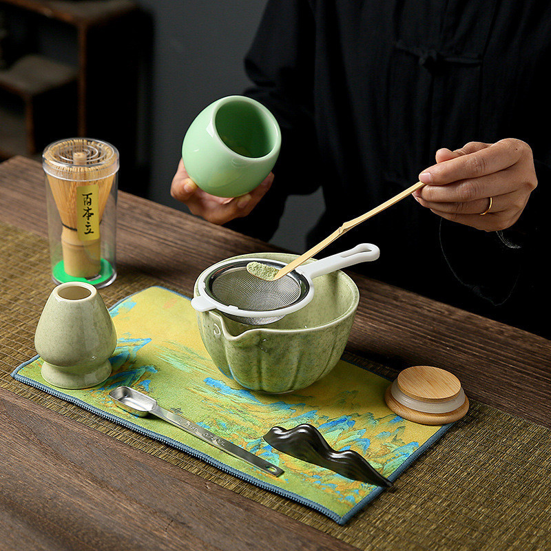 Matcha Tea Set 4 Piece Set Matcha Bowl Matcha Stirring Brush Holder Tea ...
