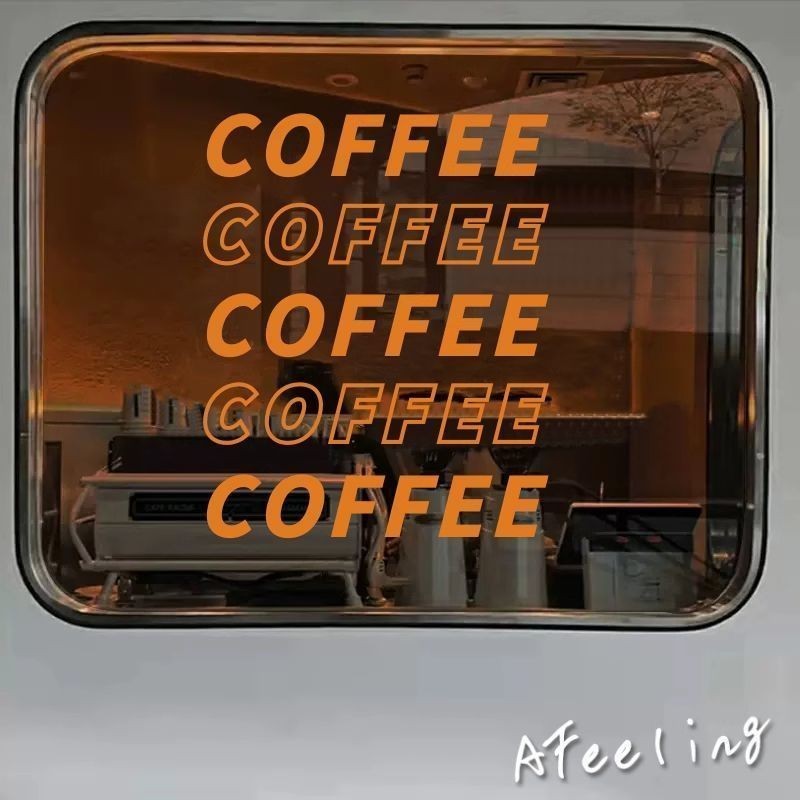 Coffee Shop Glass Door Stickers Coffee English Letter Stickers Glass ...