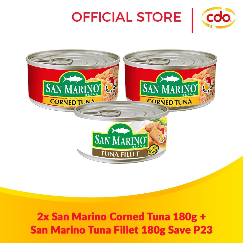 SAN MARINO Corned Tuna 180g (2PCS) + SAN MARINO Tuna Fillet 180g (1PC) | Shopee Philippines
