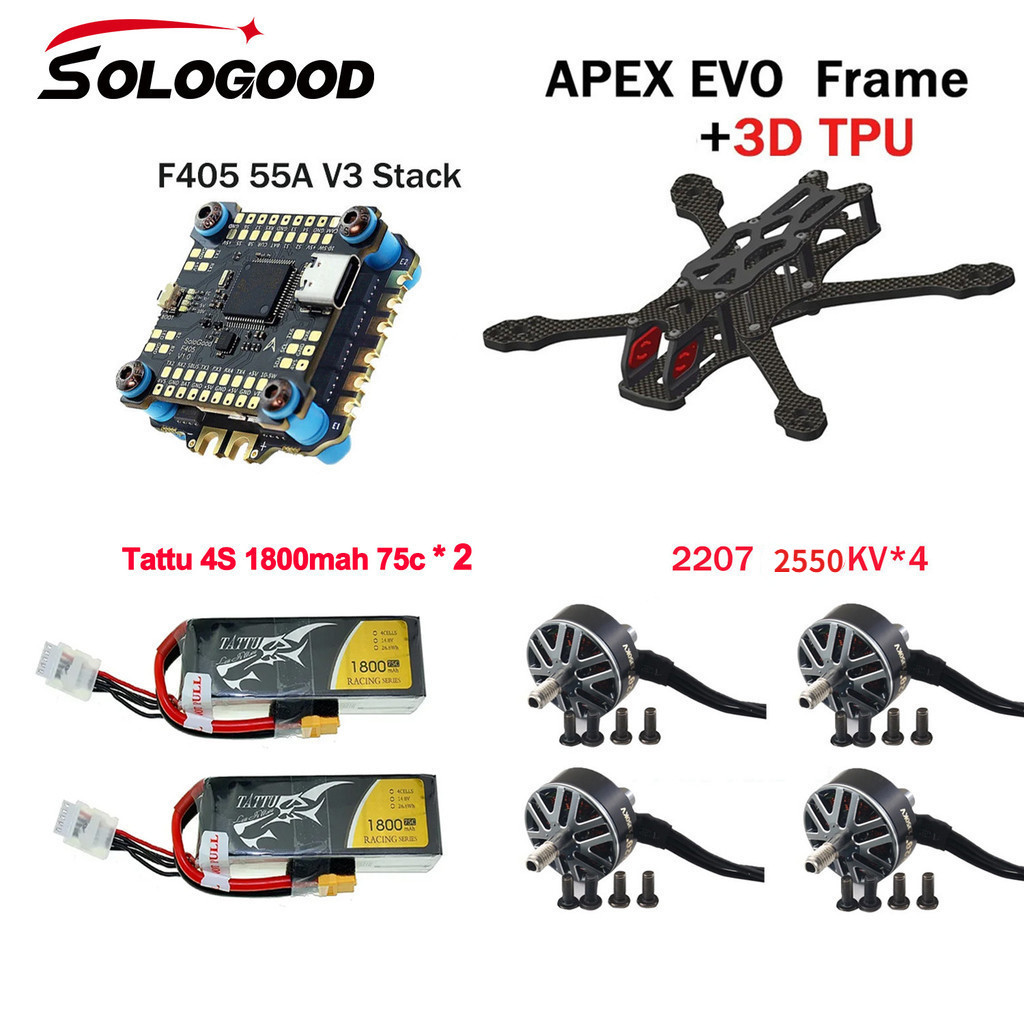 SoloGood APEX EVO Frame Kit F405 55A V3 Stack ICM42688P BLS55A 4in1 ESC ...