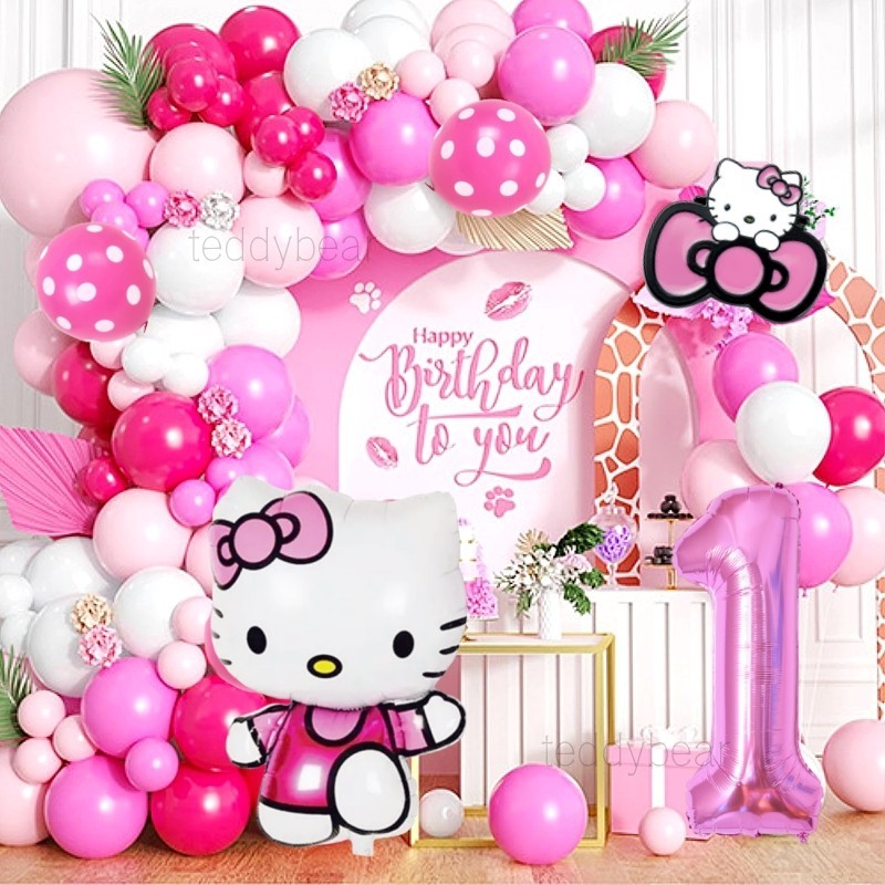 Hello Kitty Balloon Garland Arch Kit Pink Number Ballons Set for ...
