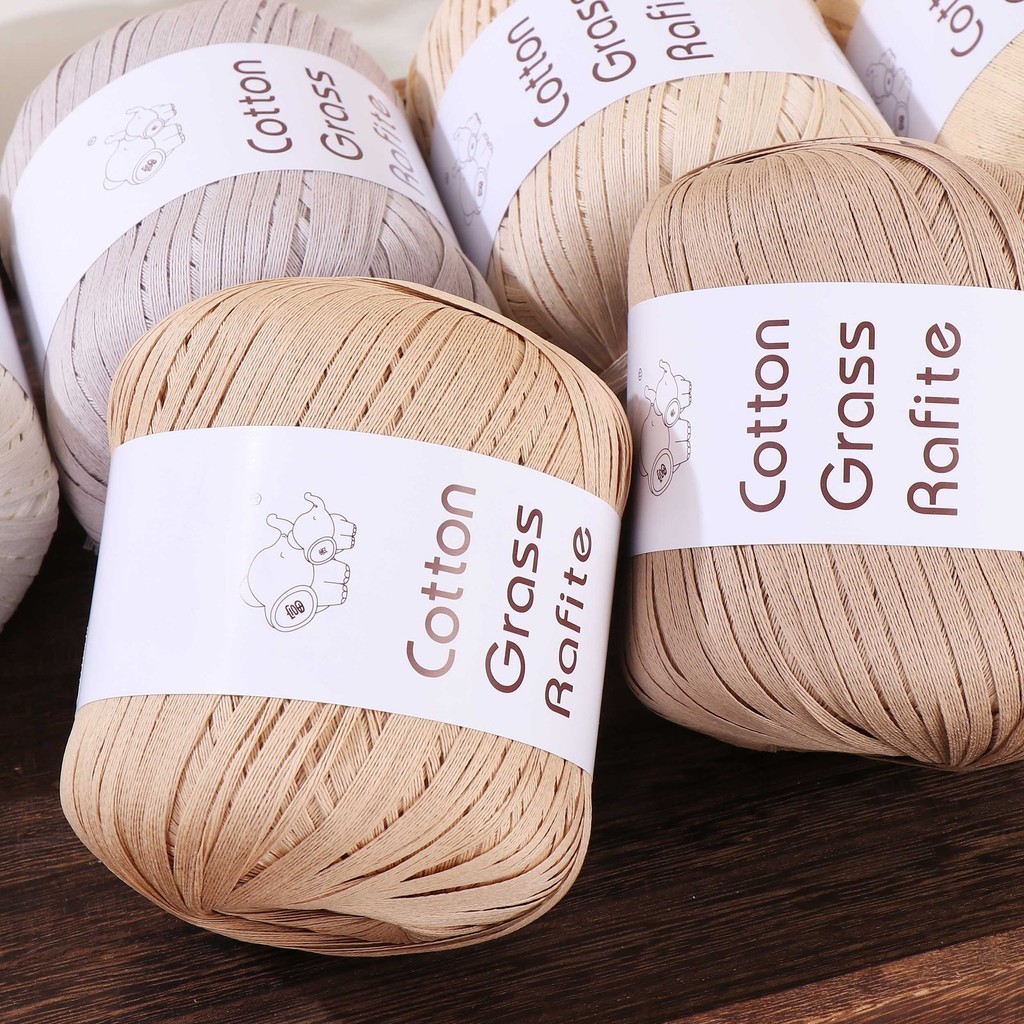 Cotton Straw Thread Hand-Woven Straw Hat diy Hat Woven Thread Raffia ...