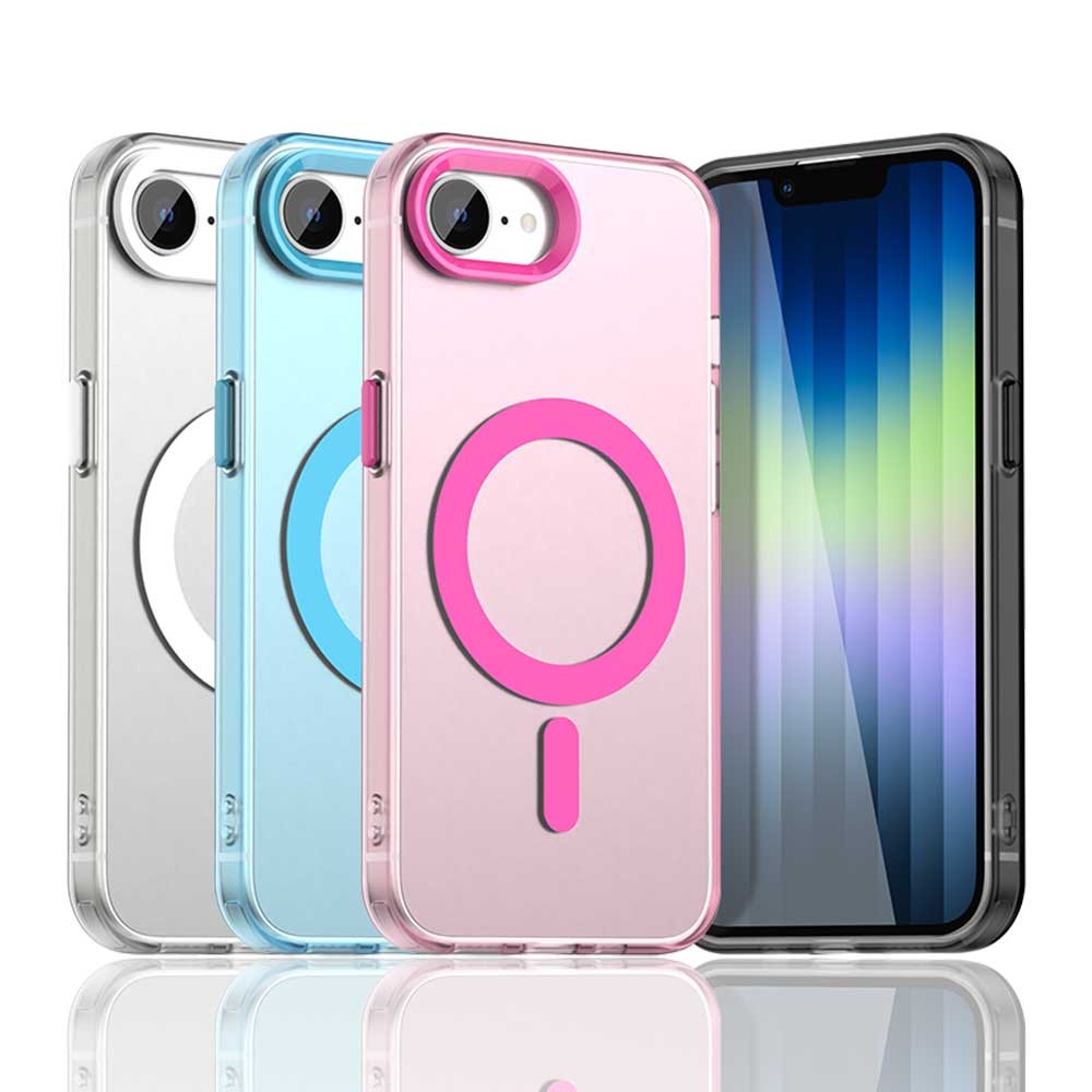 For IPhone 16E 16e SE4 2025 Magnetic Wireless Charging Candy Color Translucent PC + TPU ...