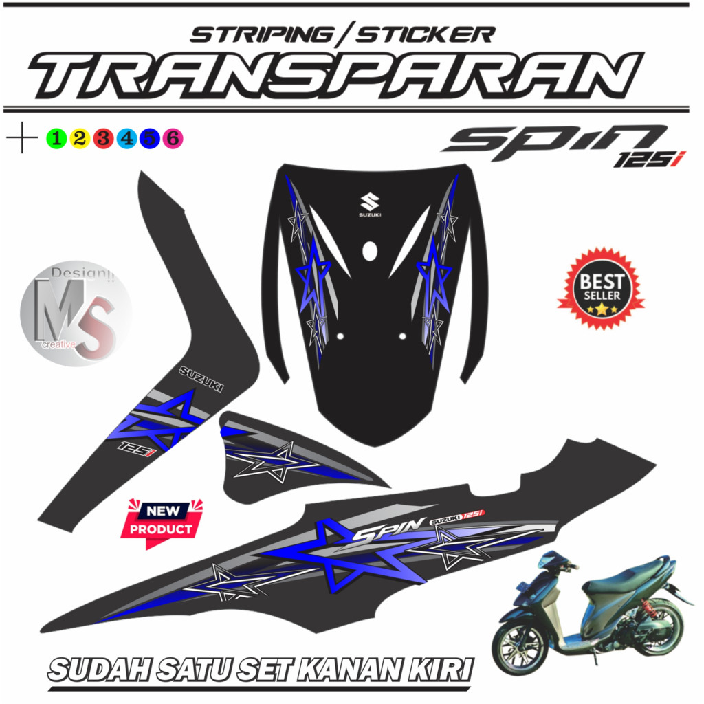 SUZUKI SPIN Transparent Striping MOTIF Sticker Latest Simple New Design ...