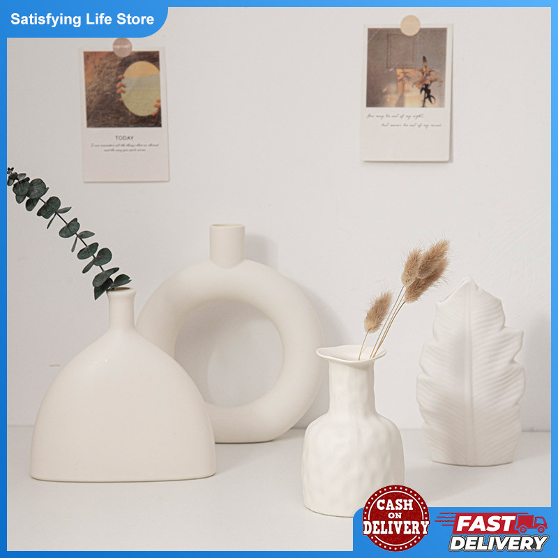 ins Simple Vases White Flower Vase Desktop Ornament Home Decoration ...