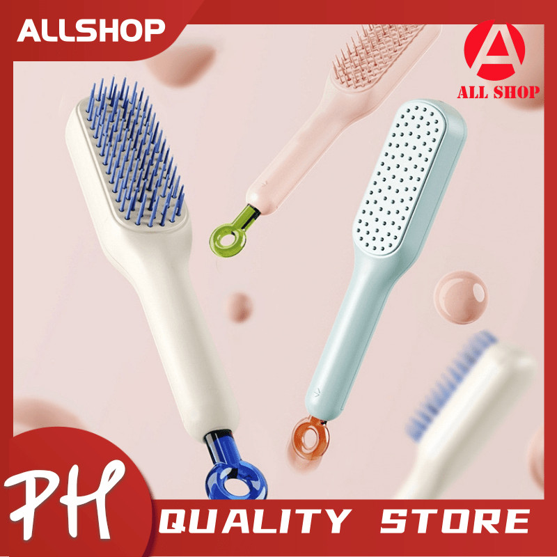 DuduMart Retractable Massage Comb Self-Cleaning Anti-Static Hairbrush ...