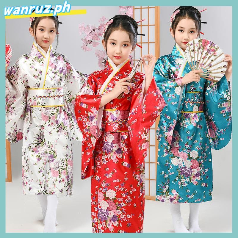 Japanese Kimono Cosplay Costume Kids Dress for Girls Cute Floral Yukata Dress Baju Budak ...