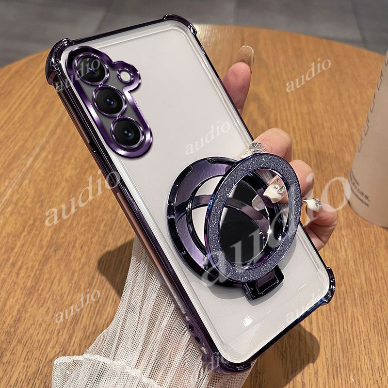 For Samsung A57 5G Four Corner Plating Transparent Phone Case With ...
