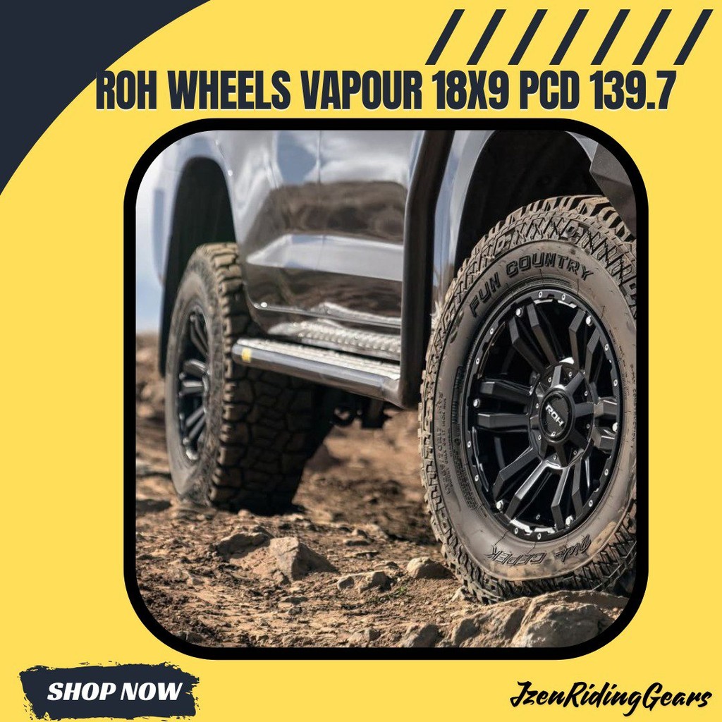 ROH wheels Vapour (18x9/6x139.7/ET+12) Matte Black Machined | Shopee ...
