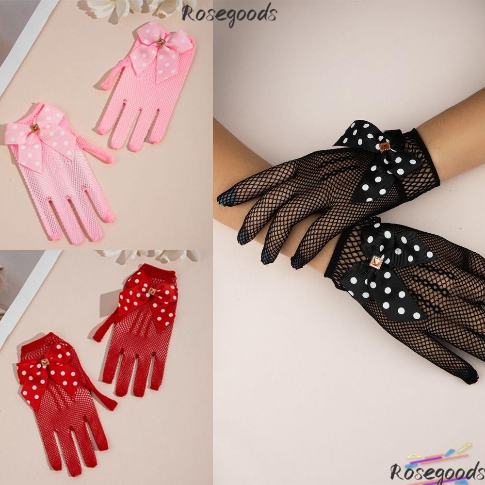 ROSE Children's Wedding Gloves, Short Elegant Women Lace Mesh Gloves ...