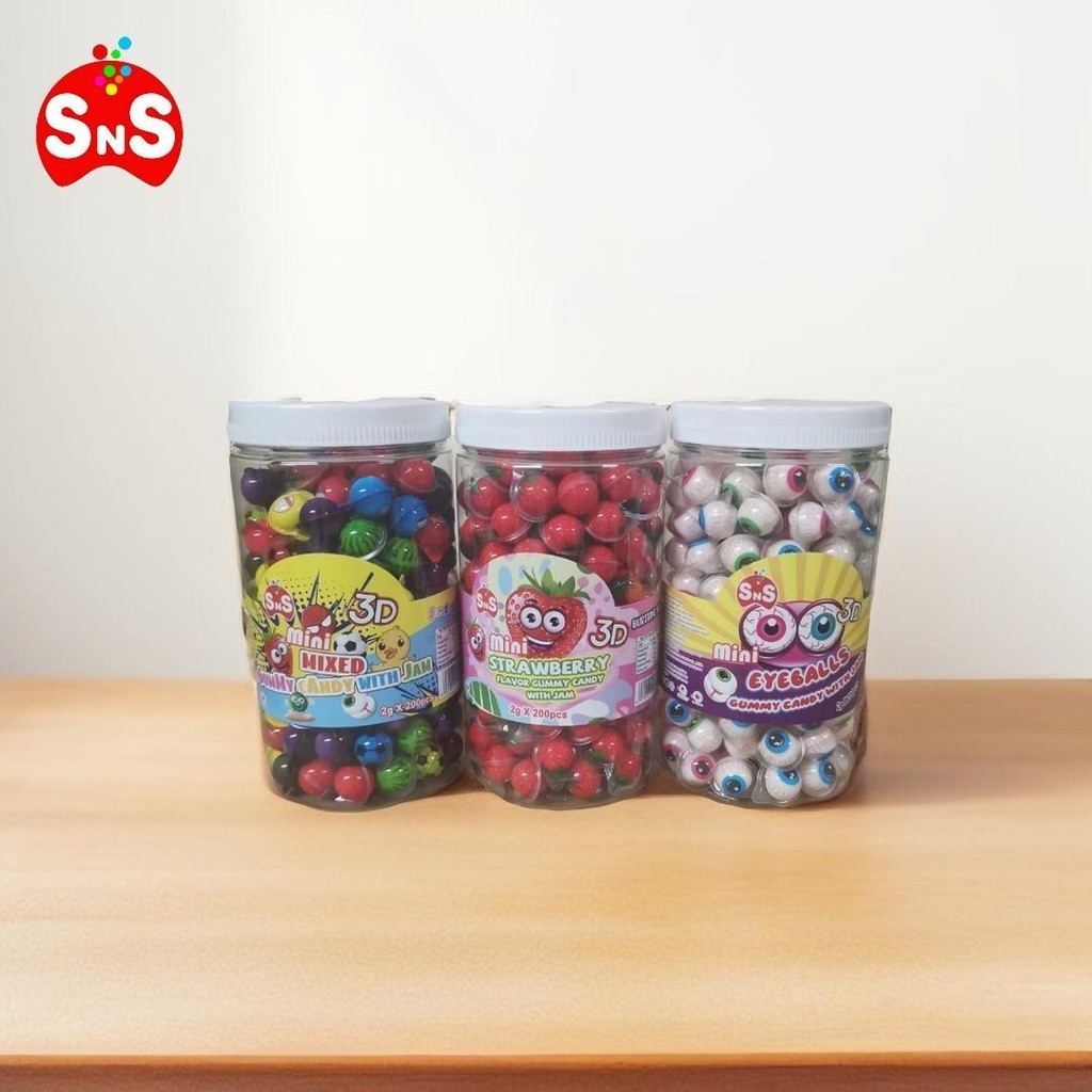 SnS 3D Mini Gummy Candy with Jam (2gx200Pcs) Snack Sweet Soft and Chewy ...