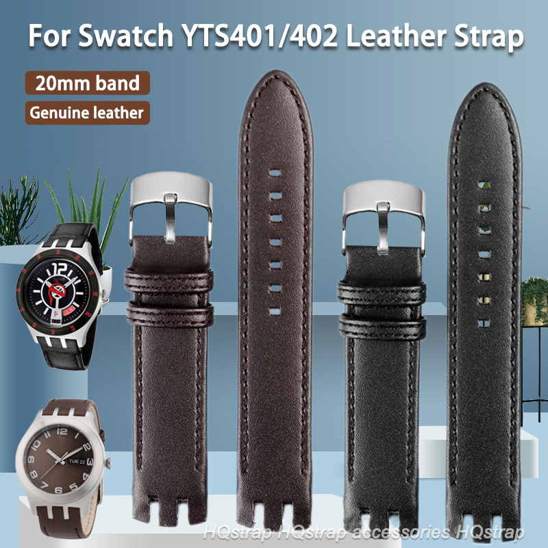 20mm Genuine Leather Strap for Swatch YTS401/402/409/713/YTB400 Cowhide ...