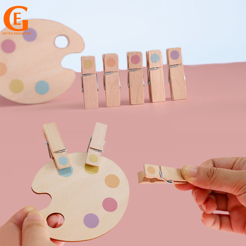 Montessori Wooden Clip Color Matching Toy Fine Motor Skill Training ...