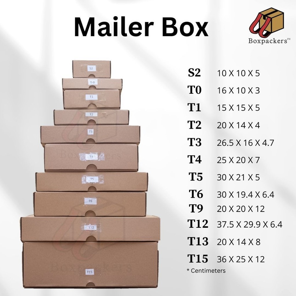 BOXPACKERS PH S2 T0 T1 T2 T3 T4 T5 T6 T9 T12 T13 T15 Mailer Box Corrugated Carton Shipping Gift ...