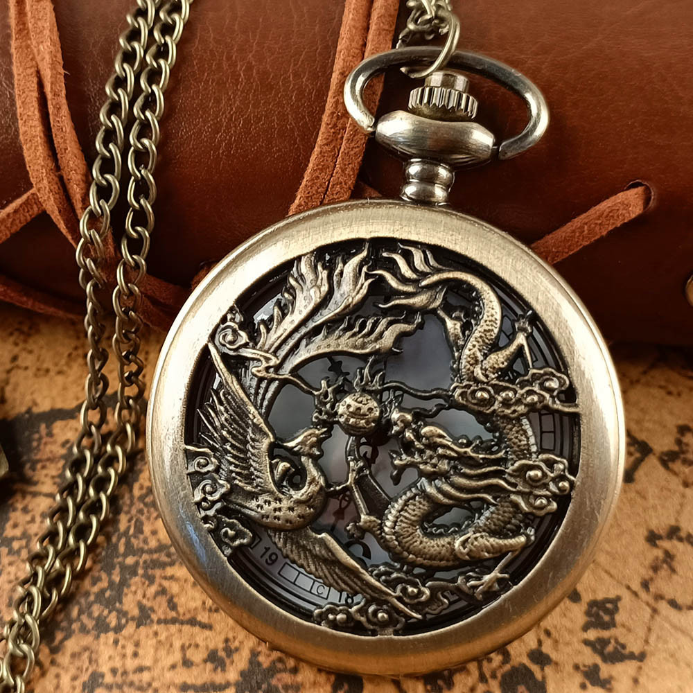 Retro Bronze Dragon and Phoenix Pocket Watch | Shopee Philippines