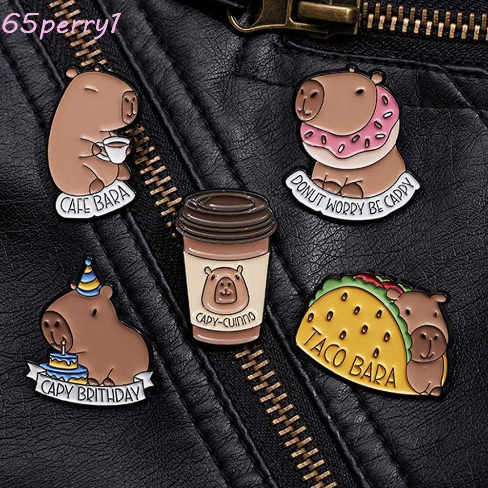 PERRY1 Capybara Brooch, Coffee Taco Cartoon Pin Brooch, Kid Gift Metal ...