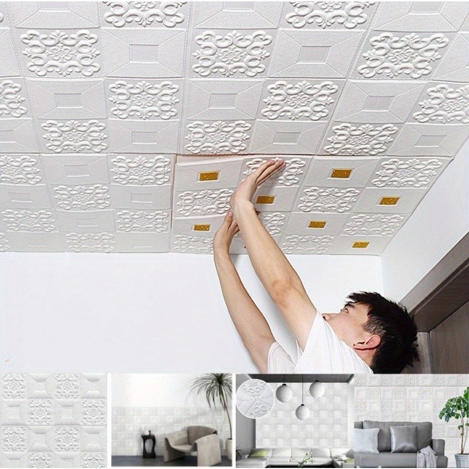 70*70cm 3D Ceiling Pannel Wall Stickers Self Adhesive Foam Home ...