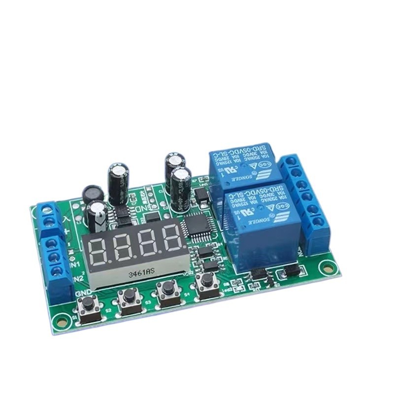 Dual two-way delay relay module pulse-triggered power-off cycle timing circuit switch 12 24 220v ...