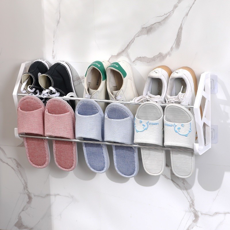 63cm Slipper Rack Wall Mounted Stainless Steel Shoe Rack Wall Mounted ...
