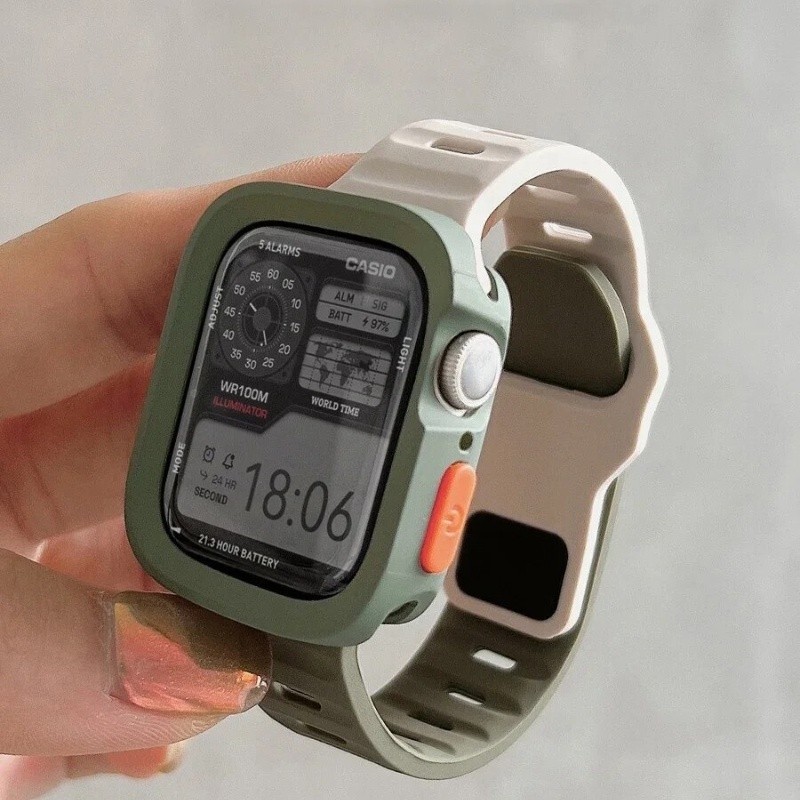 Case+Strap Silicone watchband bracelet Protective cover compatible For ...